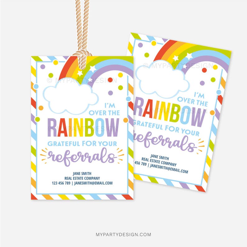Over the Rainbow Referral Appreciation Gift Tag, Candy Pop by Thank You ...