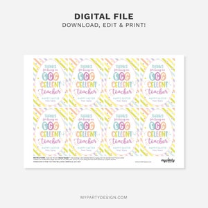 Eggcellent Teacher Easter Tag, Easter Favor Tags for Teachers, Daycare ...