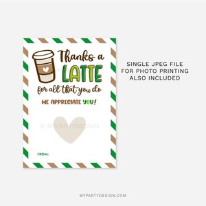 Thanks a Latte Gift Card Holder for Teacher, Staff, Neighbor or ...