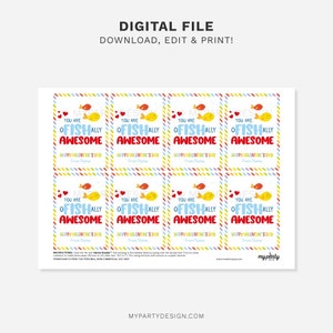 Fish Valentine's Day Tag, Kids Valentine Cards for Classroom, Gold Fish ...