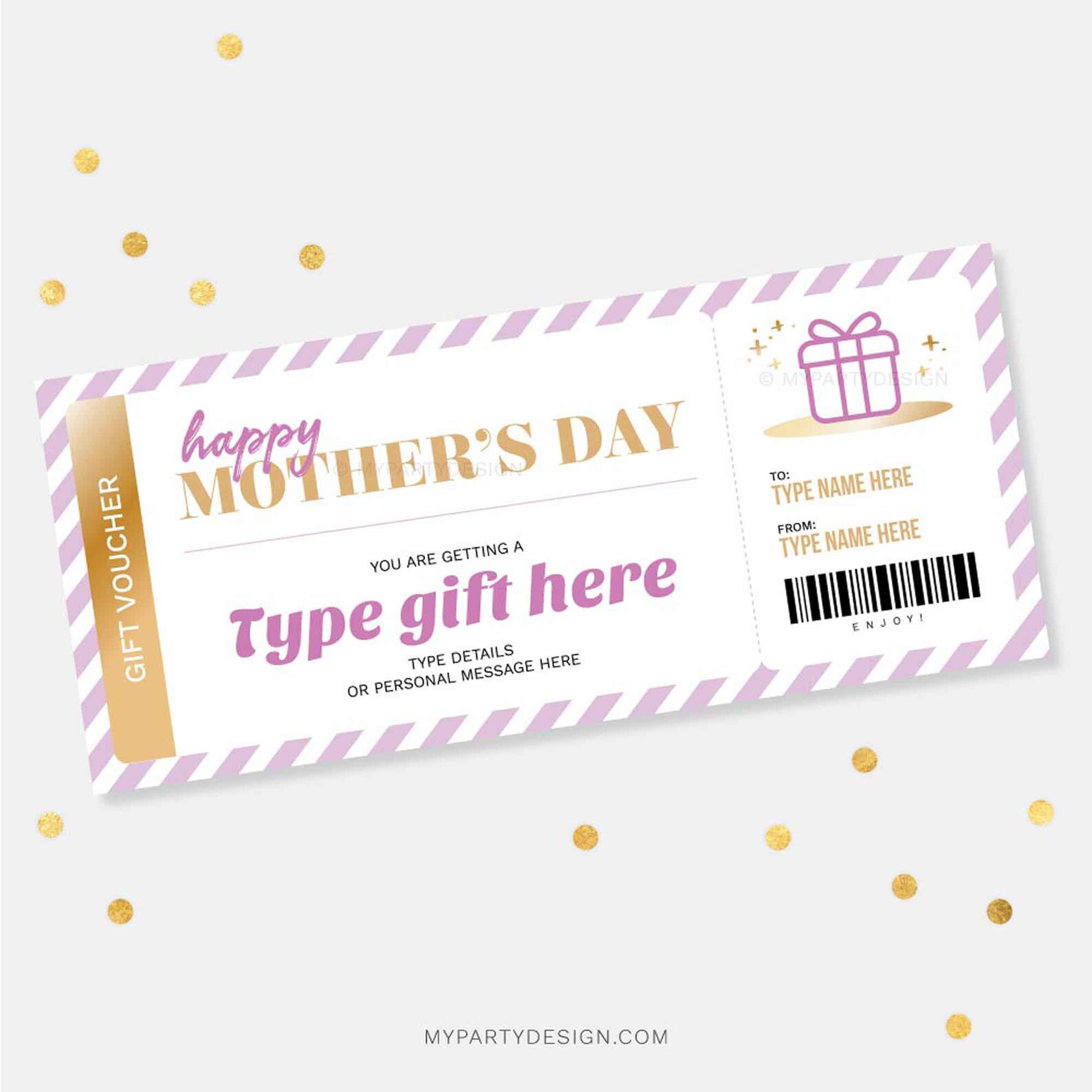 Mother's Day Gift Voucher Template, Gift Card for Mom, Surprise Any ...