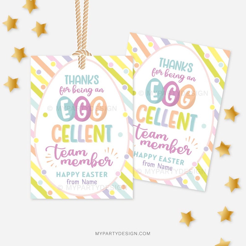 Eggcellent Team Member Easter Tag, Easter Favor Tags for Work, Team ...