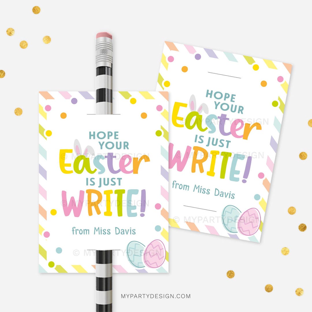 Easter Pencil Tag, Just Write Class Gift Label, Non-candy Easter Gift ...