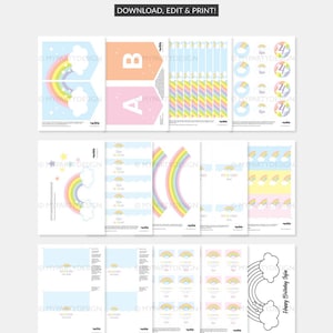 Rainbow Birthday Decorations, Pastel Rainbow Party Kit, Rainbow Party ...
