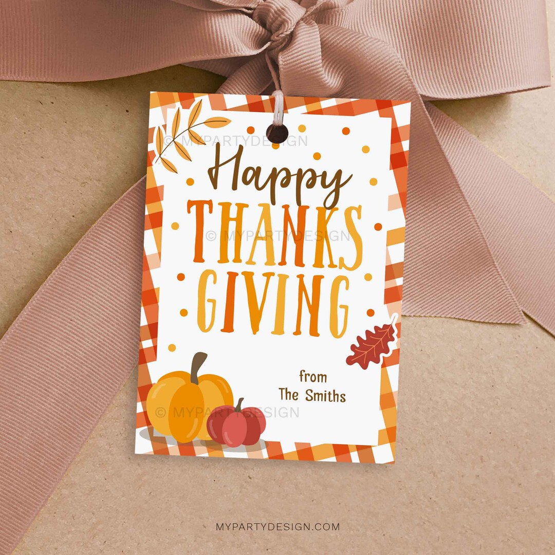 Happy Thanksgiving Gift Tag, Fall Favors Label for Teachers, Staff ...
