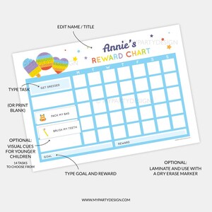 Pop Reward Chart for Kids, Pop Fidget Chore Chart, Editable Behavior ...