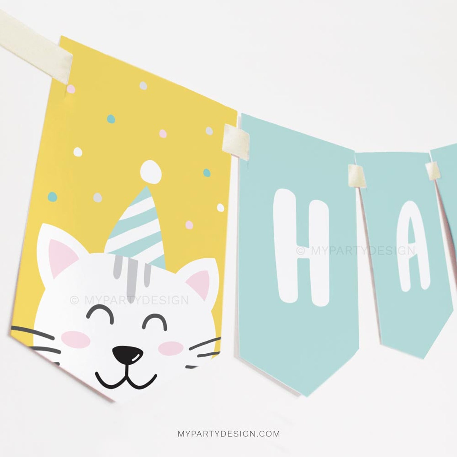Kitty Cat Birthday Banner Pet Adoption Party Bunting Kitten - Etsy