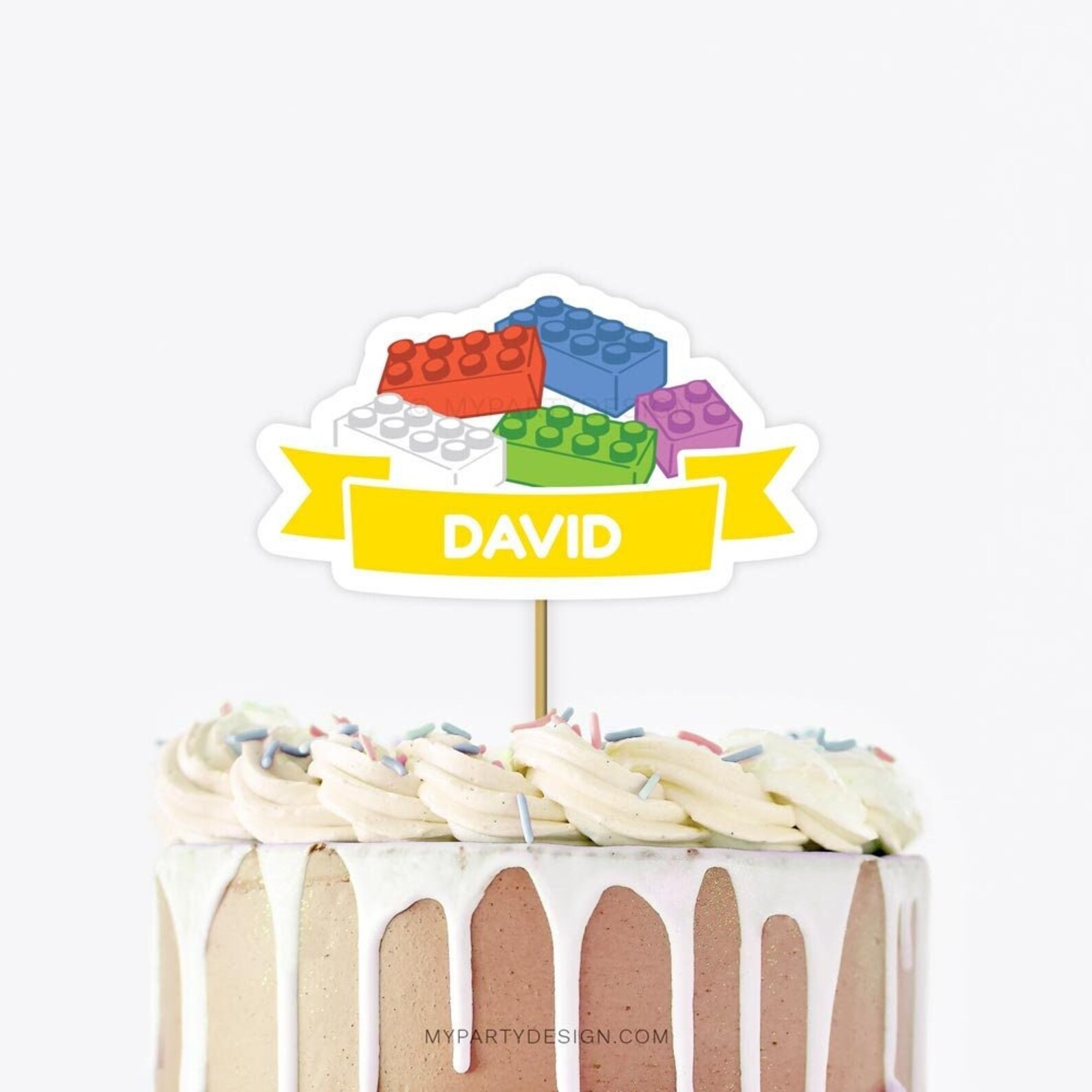 Building Blocks Cake Topper, Building Bricks Party Centerpiece, Unisex ...