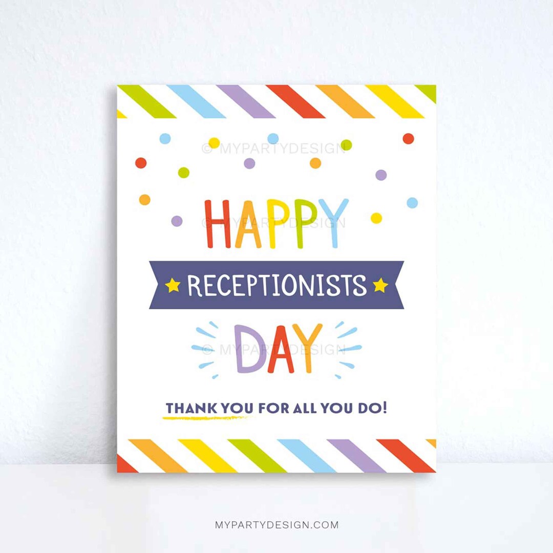 Happy Receptionists Day Sign, Thank You Print for Office Receptionists ...