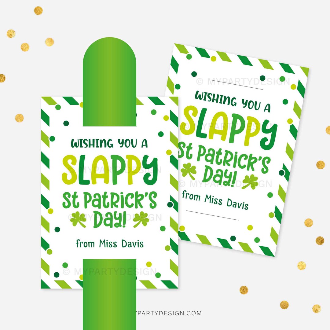 St Patricks Slap Band Gift Tags, Slappy St Patrick's Day Labels, School ...