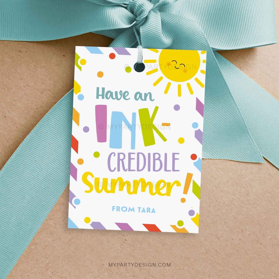 Summer Ink-credible Gift Tag, End of School Year Gift Label for Paint ...