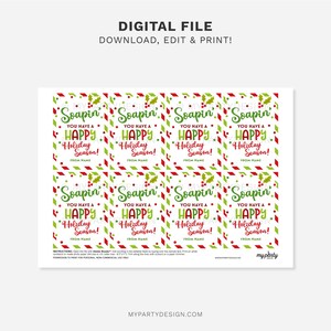 Christmas Soap Gift Tag, Soapin You Have a Happy Holiday Label for ...