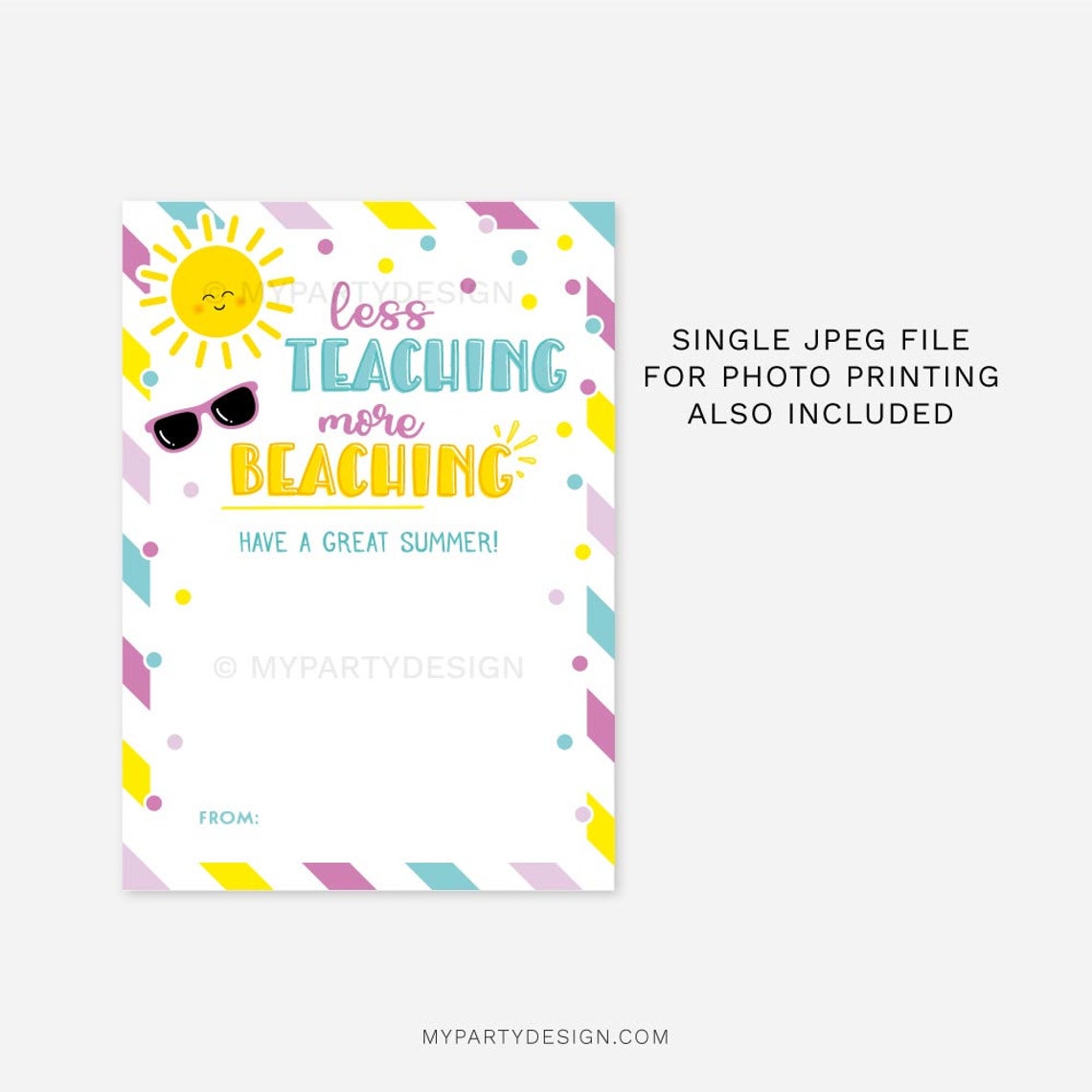 Summer Gift Card Holder for Teachers or Support Staff, Less Teaching ...
