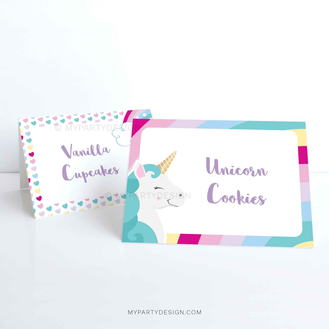 Unicorn Food Labels, Unicorn Birthday Placecards, Rainbow Tent Labels ...