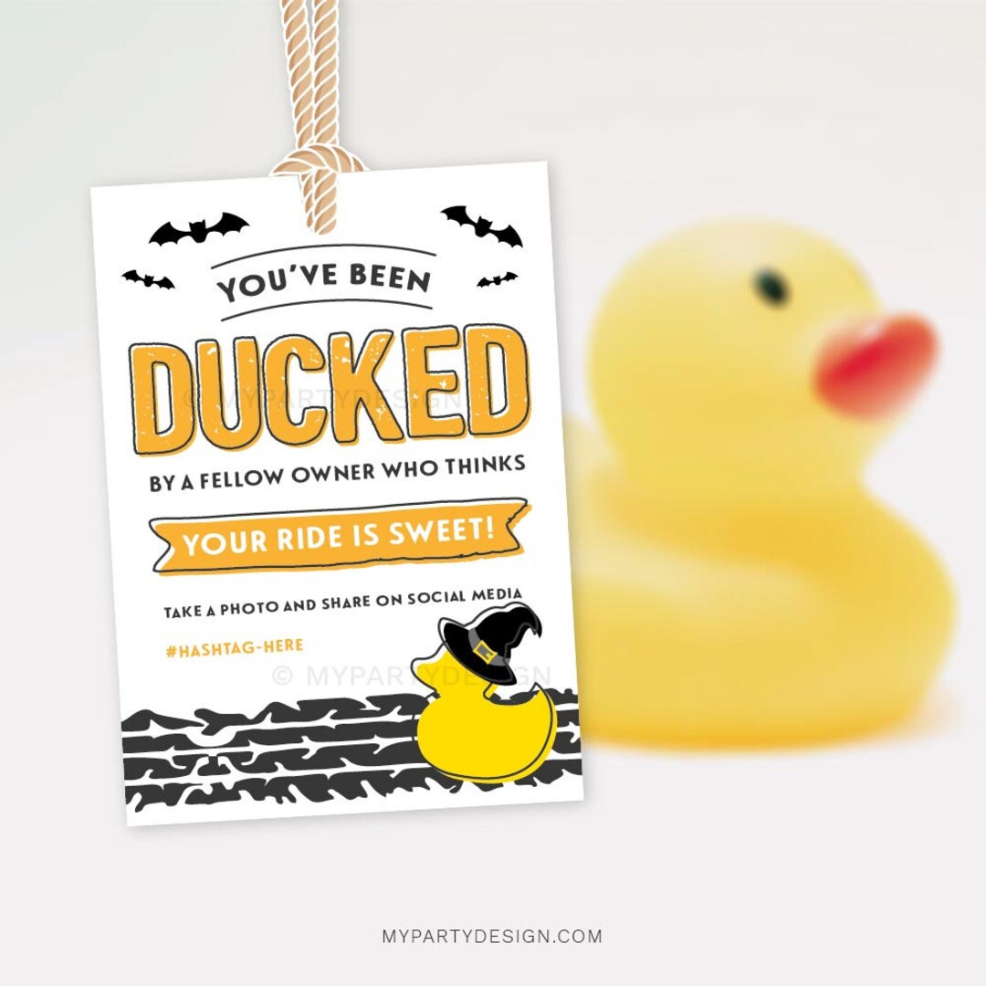 Halloween You've Been Ducked Tags, Rubber Duck Labels for Ducking, Car ...