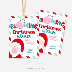 Blowing Christmas Wishes Bubblegum Gift Tag, Holidays Class Gift for ...