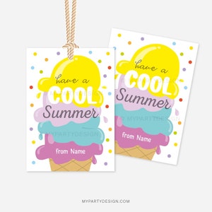 Have a Cool Summer Tag, End of School Year Gift Label, Ice Cream Gift ...