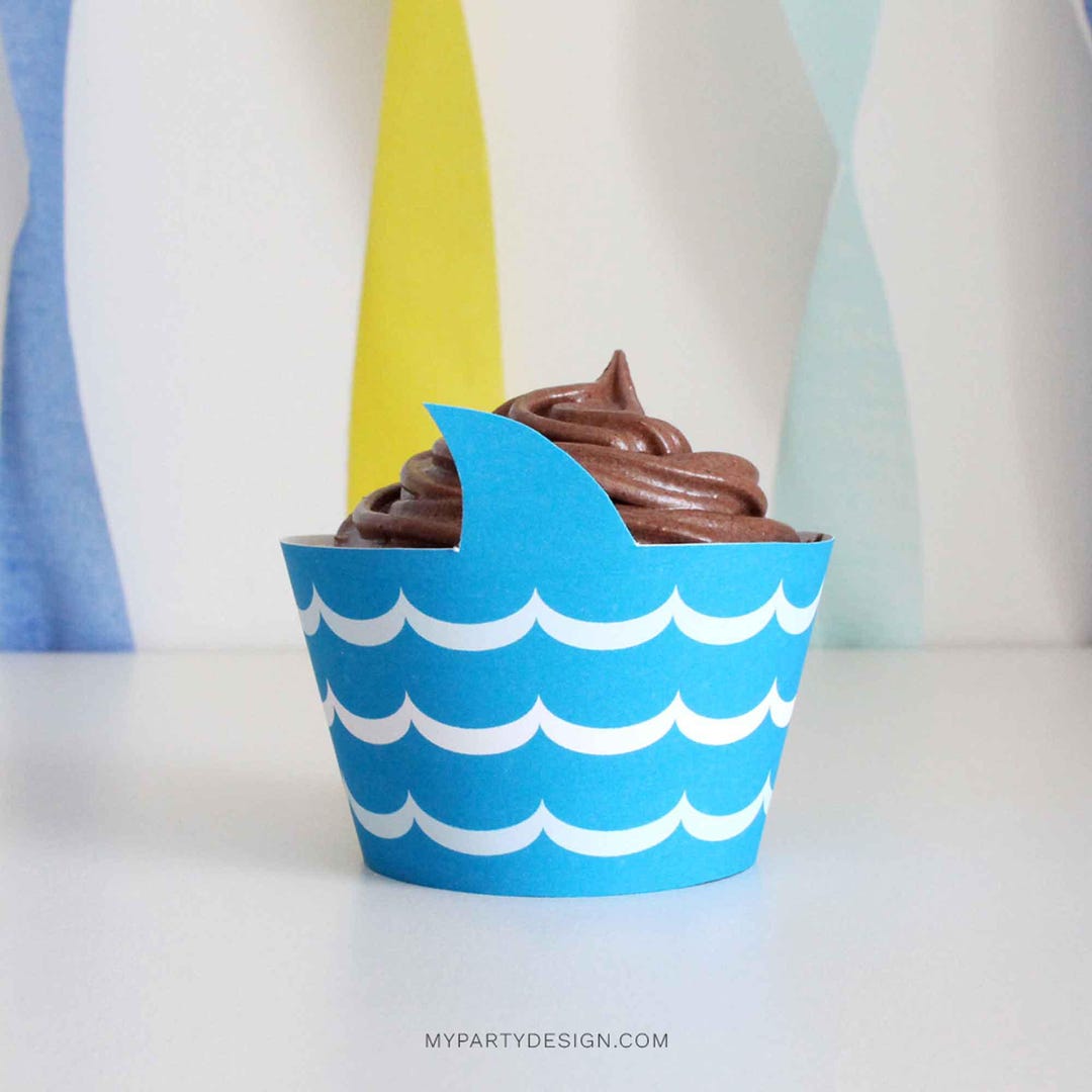 Shark Cupcake Wrappers, Under the Sea Party Decorations, Shark Birthday ...