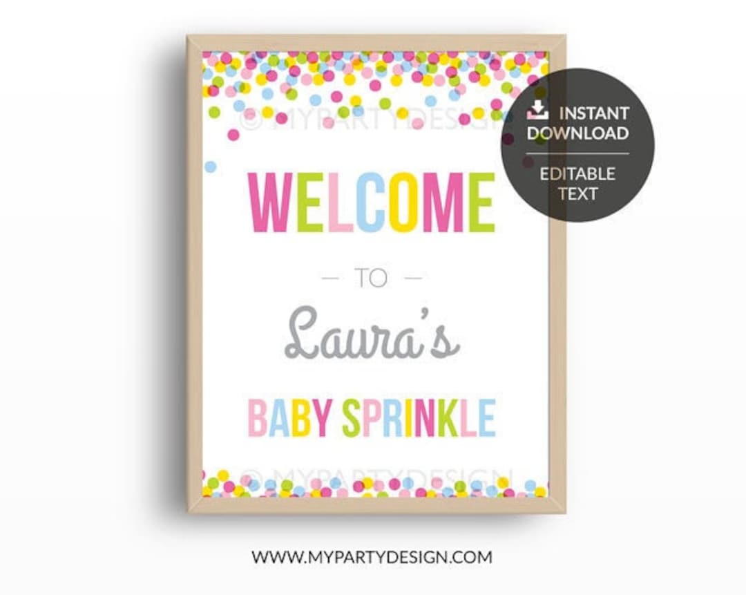 Baby Sprinkle Welcome Sign, Baby Shower Party Decorations - INSTANT ...