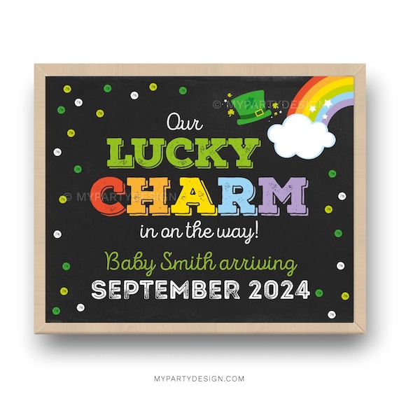 Lucky Charm Pregnancy Announcement Sign, Customizable St Patrick's Day ...