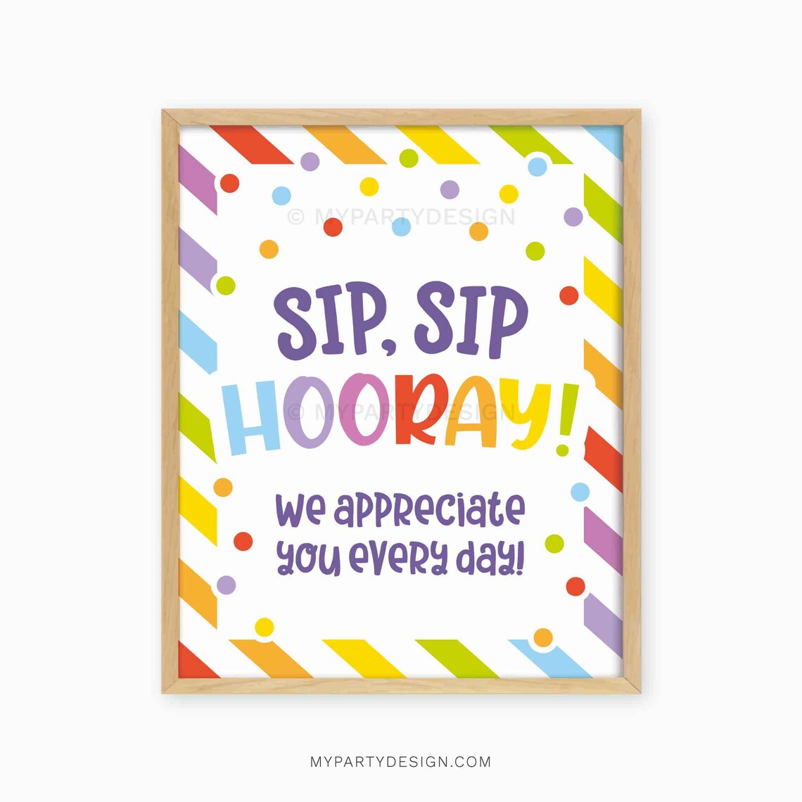 Sip Sip Hooray Sign, Cold Drinks or Coffee Thank You Gift Print for ...