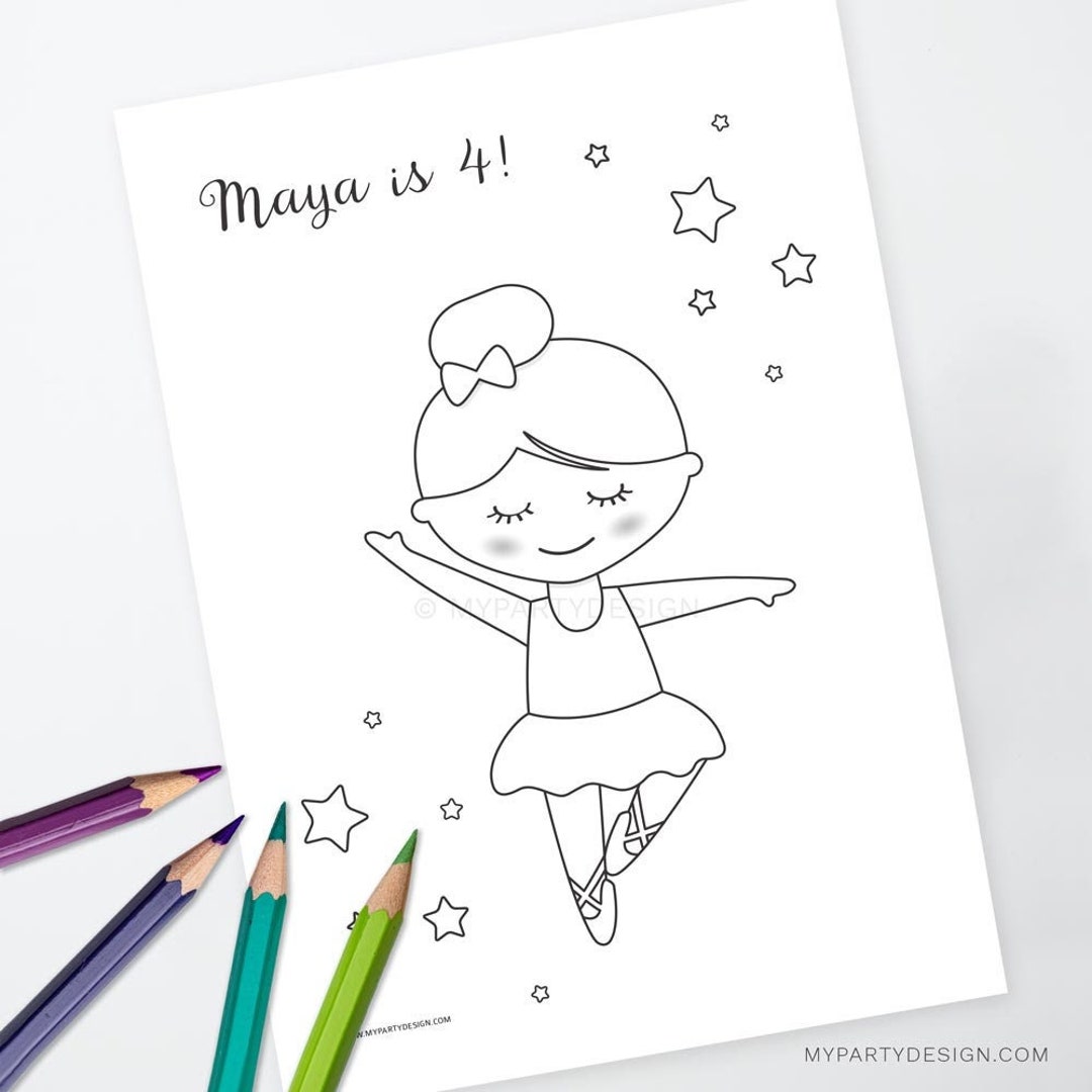 Ballerina Party Coloring Page, Ballet Kids Activity, Dance Birthday ...