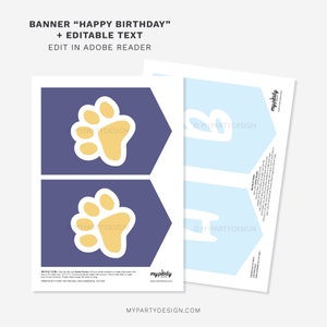 Puppy Birthday Banner, Blue Dog Party Bunting, Puppy Adoption Birthday ...