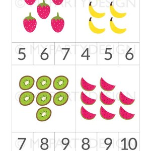 Printable Counting Cards, Fruit Clip Cards, Learn the Numbers ...