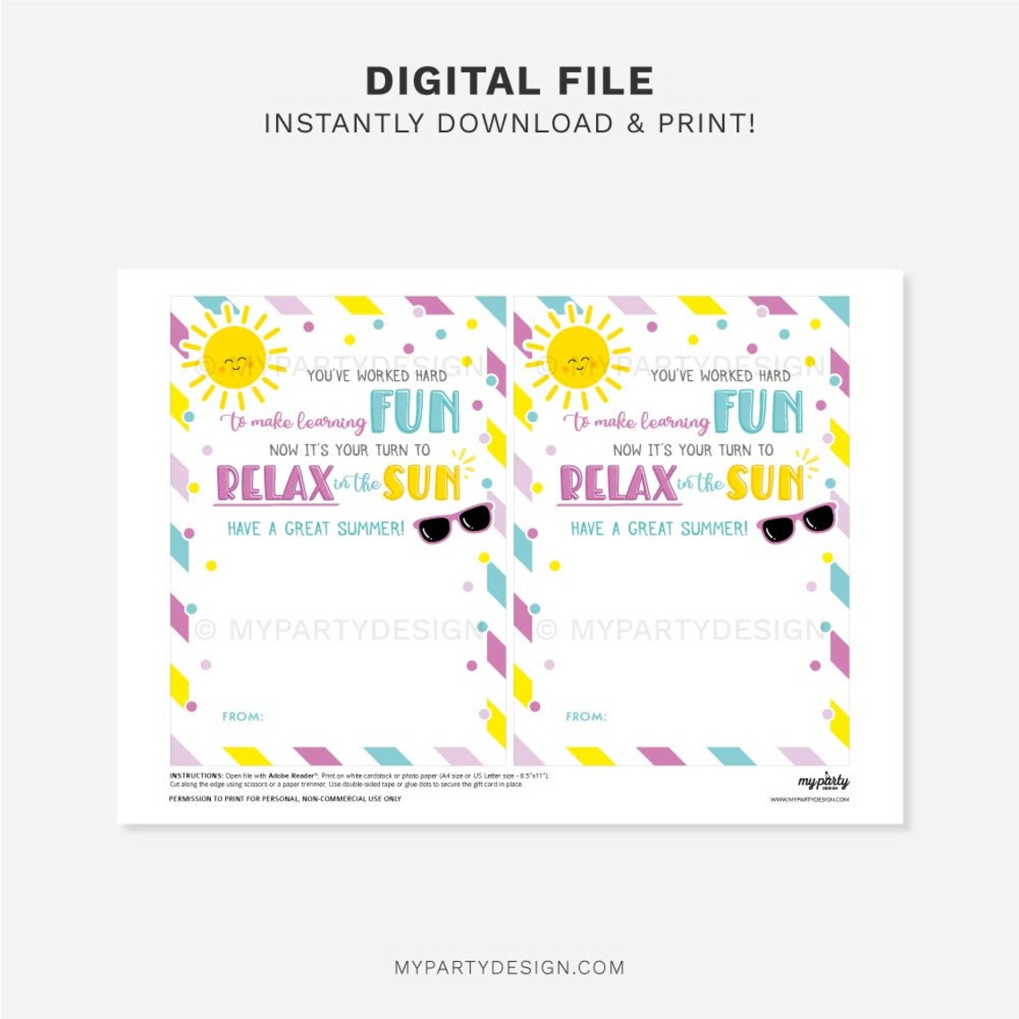 Summer Gift Card Holder for Teachers or Support Staff, Your Turn to ...