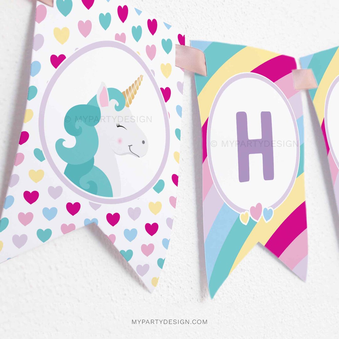 Unicorn Birthday Banner, Unicorn Party Decorations, Rainbow Party ...