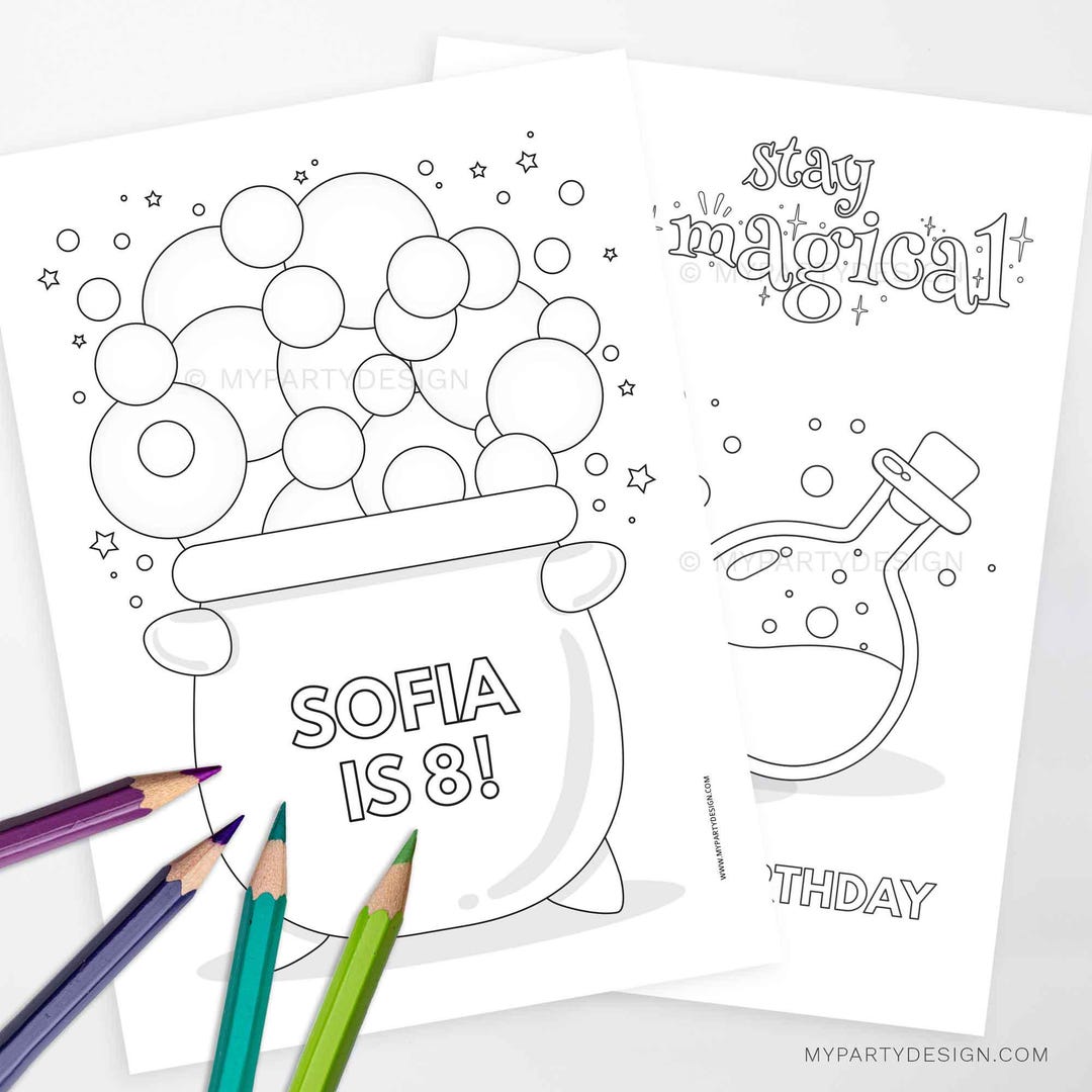 Magic Potion Party Coloring Page, Spell Mixing Party Activity, Potion ...