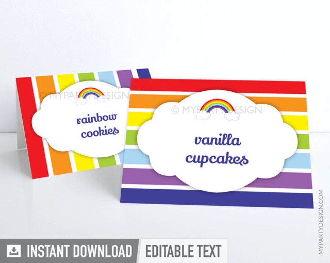 Rainbow Food Label Rainbow Birthday Decorations Art Party - Etsy