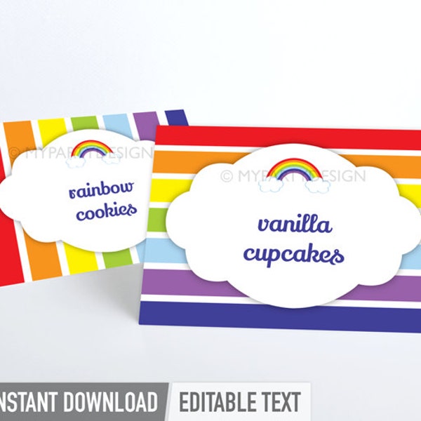 Rainbow Food Labels - Etsy