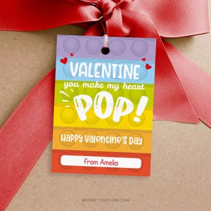 Pop Fidget Valentine's Day Tag, Kids Valentine Cards for Classroom ...
