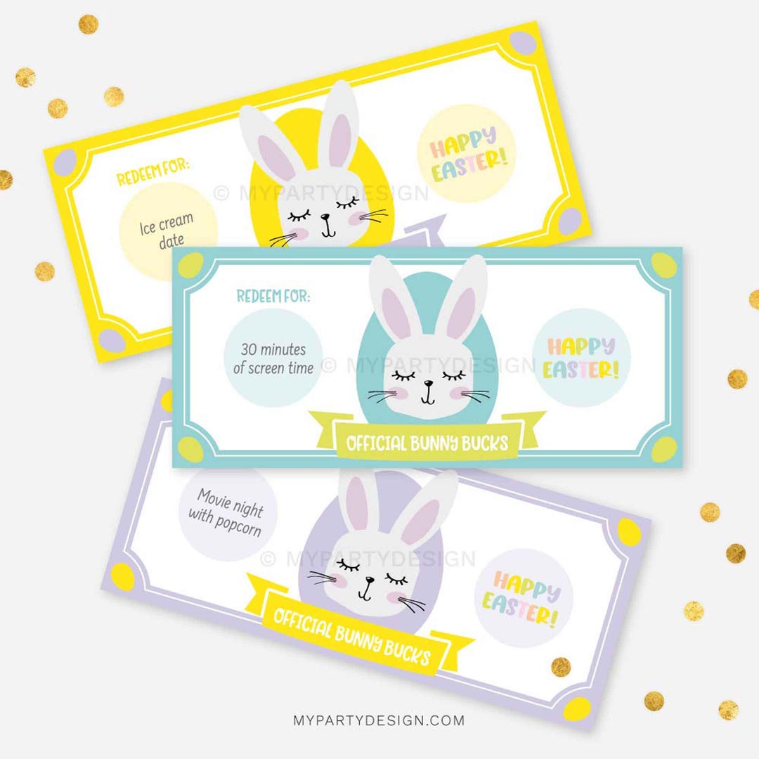 Easter Bunny Bucks, Easter Egg Fillers, Kids Non-candy Easter Egg Hunt ...