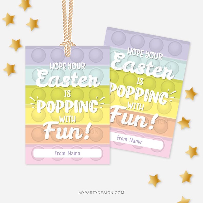 Easter Popping With Fun Tag, Happy Easter Favor Gift Tags, Pop Fidget ...