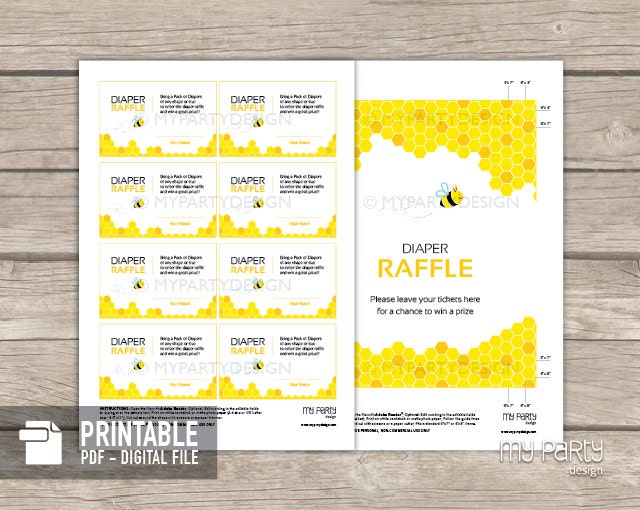 Bee Diaper Raffle Tickets and Sign Bee Baby Shower Game | Etsy