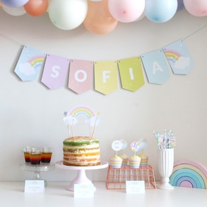 Rainbow Birthday Decorations, Pastel Rainbow Party Kit, Rainbow Party ...