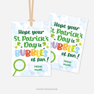 Bubbles of Fun St Patricks's Day Tag, Kids Bubble Wand Class Gift ...