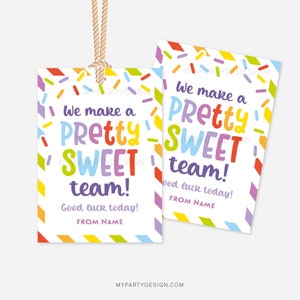Pretty Sweet Team Gift Tag, Encouragement Gift Label for Cheer, Dance ...
