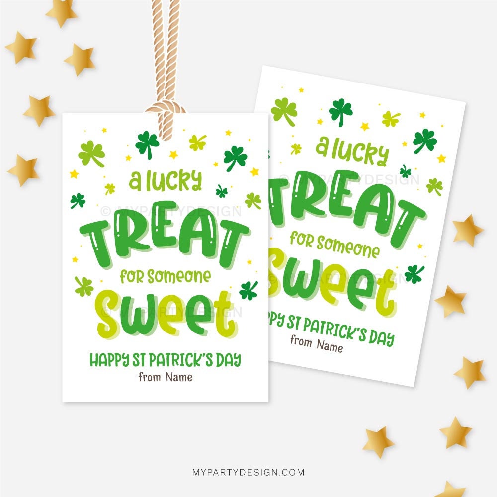 Lucky Treat St Patrick's Day Tag, Kids Cards for Class Gifts, Someone ...