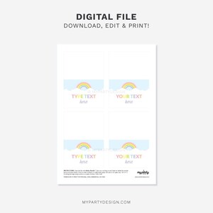 Rainbow Food Labels, Place Cards, Pastel Rainbow Birthday Party ...