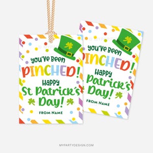 You've Been Pinched Gift Tag, St Patrick's Day Label for Work Staff or ...