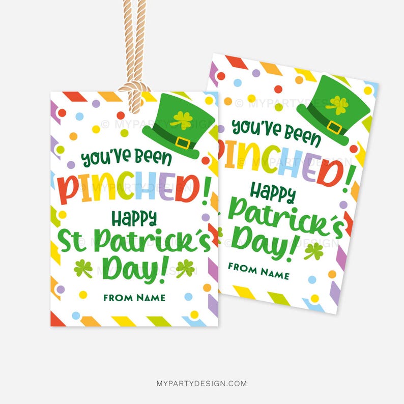 You've Been Pinched Gift Tag, St Patrick's Day Label for Work Staff or ...
