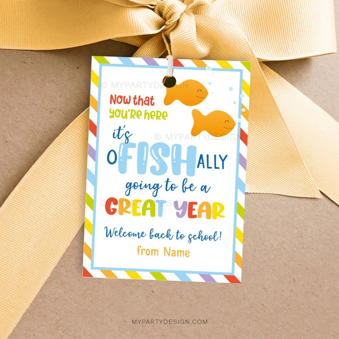 Ofishally a Great Year Tag, Back to School Fish Crackers Snack Labels ...