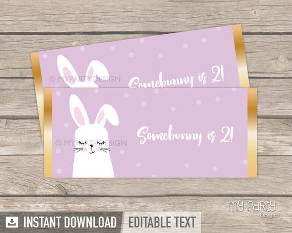 Bunny Chocolate Wrapper Template, Somebunny is One Party Favors, Easter ...
