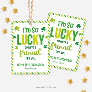 St Patrick's Day Tag for Kids, Lucky Shamrock Cards for Friends ...