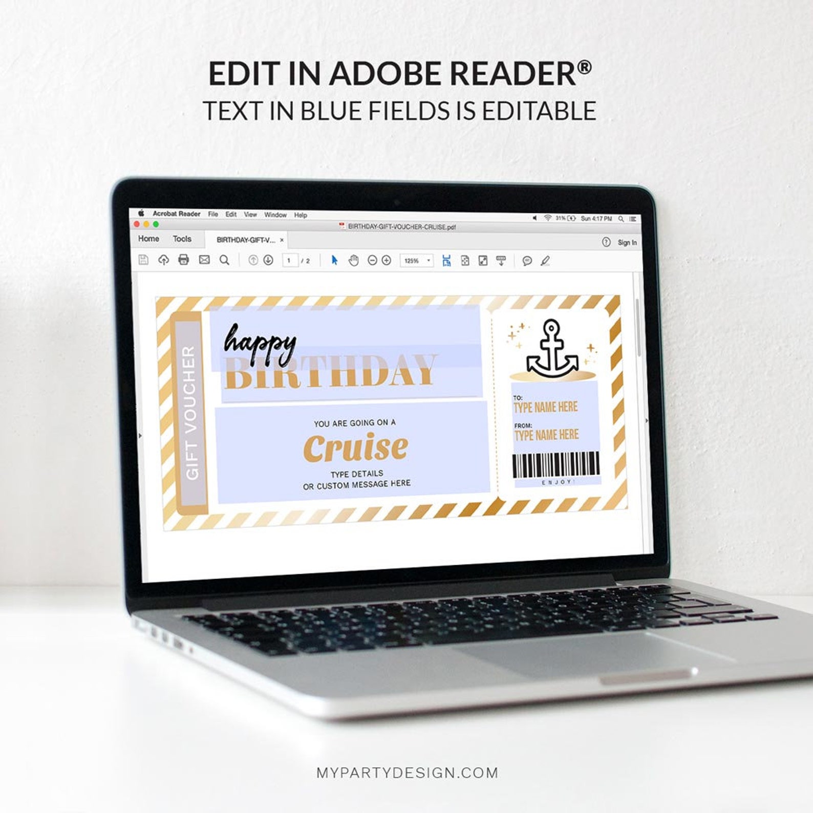 Cruise Gift Voucher Template, Birthday Gift Card, Surprise Cruise Ship ...