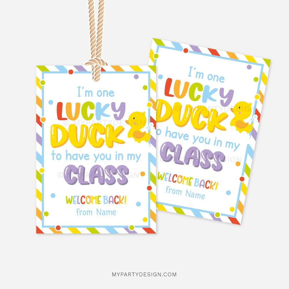 Lucky Duck to Have You in My Class Tag, Back to School Gift Label ...