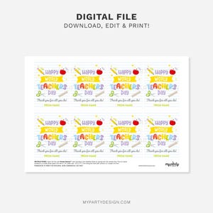 Happy World Teachers Day Tag, Printable Gift Label for School Staff ...